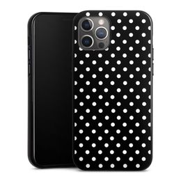 DeinDesign iPhone 12 Pro Handy Silikon H&uuml;lle Case schwarz Handyh&uuml;lle Retro Points Polka Dots