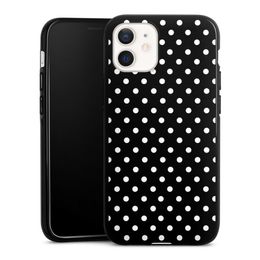 DeinDesign iPhone 12 mini Handy Silikon H&uuml;lle Case schwarz Handyh&uuml;lle Retro Points Polka Dots