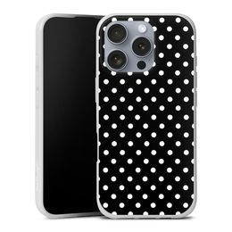 DeinDesign iPhone 16 Pro Handy Silikon H&uuml;lle Case wei&szlig; Handyh&uuml;lle Retro Points Polka Dots Silikon Case