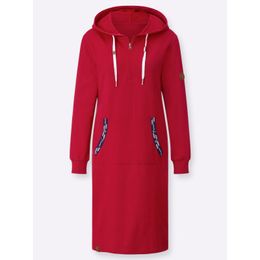 WITT Damen Jerseykleid mit K&auml;nguru-Tasche, rot, Gr&ouml;&szlig;e 38