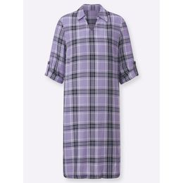 WITT Damen Karokleid mit krempelbaren &Auml;rmeln, lavendel-marine-kariert, Gr&ouml;&szlig;e 50
