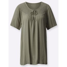 WITT Damen Tunika mit Spitzen-Einsatz, khaki, Gr&ouml;&szlig;e 52