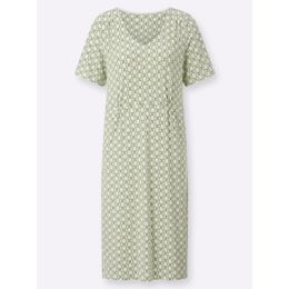 WITT Damen Jerseykleid in Schlupfform, bedruckt, pistazie-khaki-bedruckt, Gr&ouml;&szlig;e 38