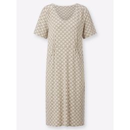WITT Damen Jerseykleid in Schlupfform, bedruckt, sand-dunkeltaupe-bedruckt, Gr&ouml;&szlig;e 36