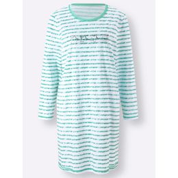 w&auml;schepur w&auml;schepur Damen Langarm Sleepshirts, mint + mint-gestreift, Gr&ouml;&szlig;e 44/46