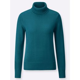 WITT Damen Rollkragenpullover im Baumwoll-Mix, petrol, Gr&ouml;&szlig;e 52