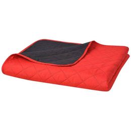 vidaXL - Gesteppte Wende-Tagesdecke Rot and Schwarz 220x240 cm