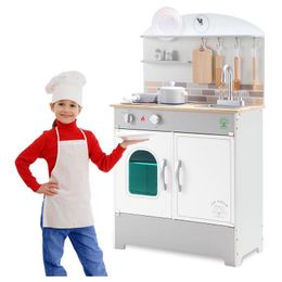 Kinderküche Kochset wollweiß Outdoor Spielküche Spielzeugküche mit Backofen, Kühlschrank, Mikrowelle, Spüle und Herd - HENGDA