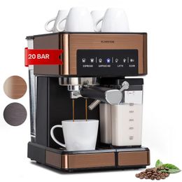 Klarstein - Espresso Siebträgermaschine mit Milchaufschäumer, 1,8L Mini-Espressomaschine mit Siebträger, 20 Bar Edelstahl-Kaffeemaschine Klein, 1350W