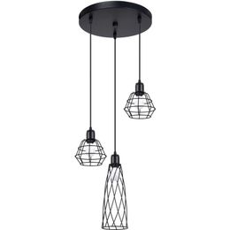 SOLLUX - suba 3P Schwarze Pendelleuchte - Lampe con 3 Quellen de light E27 - Glühbirnen nicht inbegriffen - Lampe de minimalistisches Wohnzimmer