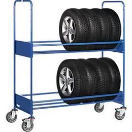 Reifenwagen Fetra 4586, bis 250 kg, 2 Etagen mit variabel verschraubbaren Reifenträgern, Ladefläche L 1420 x B 600 mm, TPE-Bereifung