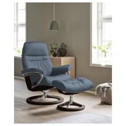 Relaxsessel stressless "Sunrise", blau (sparrow blau paloma), B:79cm H:103cm T:73cm, Leder BATICK: BATICK ist ein leicht korrigiertes, durchgefärbtes und genarbtes Möbelleder, bei dem die meisten Unebenheiten und Spuren in der Regel entfernt wurden., Leder PALOMA: PALOMA ist ein durchgefärbtes Semianilin-Möbelleder mit natürlicher Narbung., ROHLEDER Stoff Q2 FARON: Ein fester zuverlässiger Bouclu0