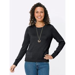 Rundhalspullover Casual Looks "Pullover", Damen, Gr. 40, schwarz, 50% Baumwolle, 50% Polyacryl, unifarben, figurumspielend, Langarm, Pullover