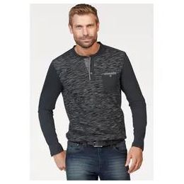 Mendler Langarmshirt ARIZONA, Herren, Gr. XXL (60/62), grau (anthrazit), Single Jersey, Obermaterial: 100% Baumwolle. Ärmel: 100% Baumwolle. Besatz: 100% Baumwolle, meliert, casual, normal, Rundhals, Shirts, Langarm, melierte Optik, Rundhalsausschnitt mit Knopfleiste