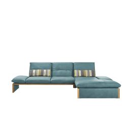 Koinor Leder-Ecksofa mit Massivholzrahmen aus Wildeiche Humfrey ¦ türkis/petrol ¦ Maße (cm): B: 314 H: 93 T: 159