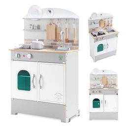 VINGO - Kinderküche Puppenküche Set Kinder Küche mit Zubehör wie Mikrowelle, Backofen, Spüle, Kochgeschirr und Gewürze diy Spielzeugküche