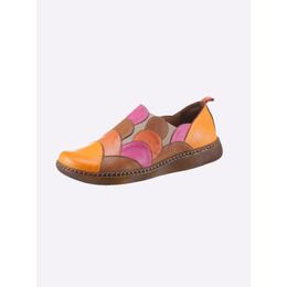 Gemini Damen Slipper mit Gummizug für leichten Einstieg, orange-bunt, Größe 42