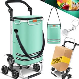 Kesser® Einkaufstrolley Treppensteiger mit Kühlfach klappbar mit 56L Kapazität und belastbar bis 50kg 3in1 Trolley Sackkarre & Umhängetasche Faltbarer Einkaufswagen inkl. Einkaufschip