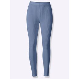 Leggings feel good, Damen, Gr. 36/38, Normalgrößen, blau (taubenblau), 64% Polyester, 32% Viskose, 4% Elasthan, unifarben, Hosen