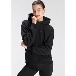 Kapuzensweatshirt FAYN SPORTS "Essential", Damen, Gr. 32/34, schwarz, Sweatware, Obermaterial: 80% Baumwolle, 20% Polyester, unifarben, casual, Langarm, Sweatshirts, in Oversize Form