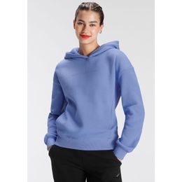 Kapuzensweatshirt FAYN SPORTS "Essential", Damen, Gr. 32/34, blau (lila blau), Sweatware, Obermaterial: 80% Baumwolle, 20% Polyester, unifarben, casual, Sweatshirts, in Oversize Form