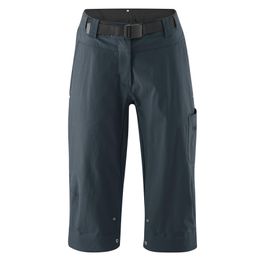 Fahrradhose Gonso "Ruth 3/4", Damen, Gr. 48, Normalgrößen, grau (anthrazit), 90% Polyamid, 10% Elastan, Hosen, Damen 3/4 Radhose, Innenhose mit Sitzpolster, Bund inkl. Gürtel