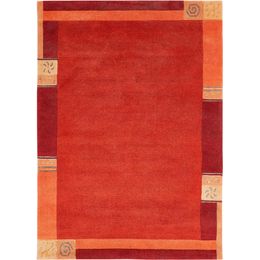 Wollteppich LUXOR living "India" Gr. 1, rot, B:60cm H:20mm L:90cm, Wolle, Teppiche, Designer-Teppich Knüpfteppich Schurwollteppich Teppich, reine Wolle, handgeknüpft, mit Bordüre, auch als Läufer