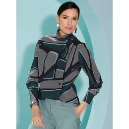 CR&Eacute;ATION L Langarmbluse CREATION L, Damen, Gr. 44, gr&uuml;n (ecru, jade, bedruckt), 100% Polyester, gemustert, Blusen
