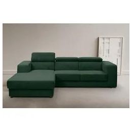 Ecksofa WERK2 "Cherry", grün (moosgrün), B:270cm H:76cm T:192cm, 90% Polyester, 10% Nylon, Sofas, Ecksofa mit verstellbaren Kopfteilen, Schlaffunktion & Bettkasten