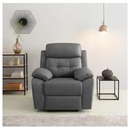 Relaxsessel Home Affaire "Lannilis, Sessel mit Schlaffunktion, TV-Sessel für Wohnzimmer", grau, B:97cm H:100cm T:92cm, Kunstleder 100% Polyurethan, Sessel, mit manueller und elektrischer Relaxfunktion