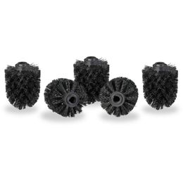 Relaxdays - wc Bürstenkopf im 5er Set, lose Toilettenbürsten 12mm Gewinde, Ersatzbürstenkopf Durchmesser 7 cm, schwarz