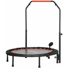 Sportnow - 102 cm Fitness-Trampolin, Faltbares Mini-Trampolin mit 4-Fach Höhenverstellbarer Haltegriff, LCD-Monitor, Fitness-Rebounder für