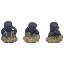 Signes Grimalt Buddha -Figurenfiguren Buddha spricht nicht/hey set 3u buddas schwarz 5x7x9cm 20779