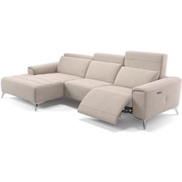 Stoff Ecksofa bella Links Creme xl: 314 x 163 Breite x 100 Tiefe Füße: Matt-Schwarz - Sofanella