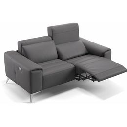 Leder 2-Sitzer Sofa bella Grau 178 x 100 x 78 cm Füße: Matt-Schwarz - Grau - Sofanella