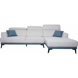 HHG - neuwertig] Sofa 520, Couch Ecksofa L-Form 3-Sitzer, Liegefläche Nosagfederung Taschenfederkern verstellbar 277cm rechts, hellgrau