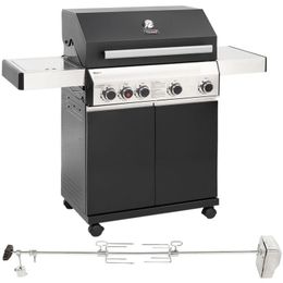 Black 4+1 Set mit Drehspieß Gasgrill Rotisserie mit Motor 4 Brenner Keramik-Sear Zone elektrischer Fleischspieß Grillwagen - Taino