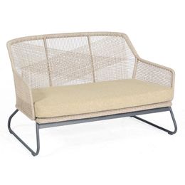 Loungesofa Couture Aluminium mit Polyrope white-shell Relaxsofa Garten-Sofa - SonnenPartner