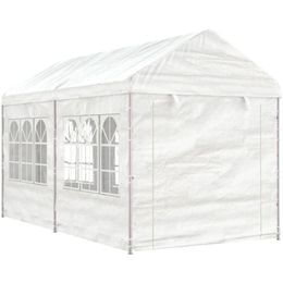 vidaXL - Pavillon mit Dach Weiß 4,46x2,28x2,69 m Polyethylen