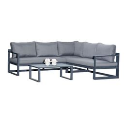 SonnenPartner SunnySmart 2-teilige Loungegruppe Horizon Aluminium anthrazit Ecksofa mit Tisch