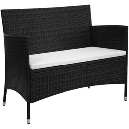 Gartenbank 90 cm Poly Rattan Schwarz vidaXL