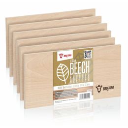 Räucherbrett aus 100 % Buchenholz (6 Stück) 30 x 15 x 1 cm Grillen - BBQ-Toro