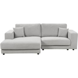 Beliani Ecksofa Hellgrau Stoff L-förmig 3-Sitzer Sofa mit Chaiselongue Rechtsseitig Wohnzimmermöbel Modern Wohnzimmer Ausstattung Wohnecke Sitzecke