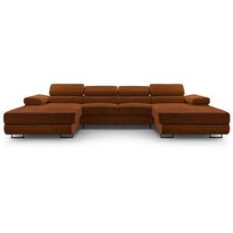 Ecksofa nillona u Mini U-Form Schlaffunktion Bettkasten PSO39 Braun - Furnix