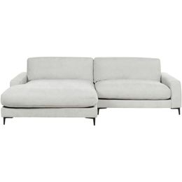 Beliani Ecksofa Hellgrau Chenille Stoff Rechtsseitig für 3 Personen L-Form Polsterung Gepolstert Schwarze Metallbeine Modern Couch für Wohnzimmer