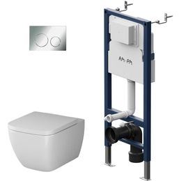 Am.pm - Vorwandelement II12709 inkl. Drückerplatte II90151 + Wand wc CGA1700SC ohne Spülrand + WC-Sitz mit Soft-Close-Absenkautomatik