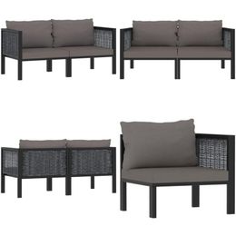 vidaXL 2-Sitzer-Sofa mit Auflage Anthrazit Poly Rattan - 2-Sitzer-Sofa - 2-Sitzer-Sofas - Home & Living - Anthrazit