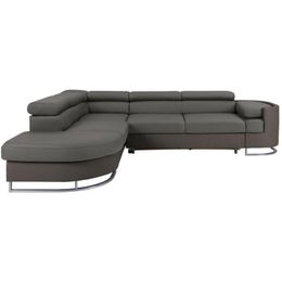 Vente-unique - Ecksofa mit Schlaffunktion - Stoff & Kunstleder - Ecke Links - Grau & Anthrazit - mysen ii