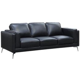 Sofa 3-Sitzer - Leder - Schwarz - LECCO