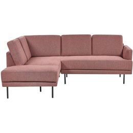 Beliani Ecksofa Rosa-Braun Stoff Rechtsseitig 4-Sitzer Sofa mit Schwarzen Metallfüßen Glamour Modern Wohnzimmer Büro Arbeitszimmer Wohnküche Esszimmer